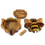 Bee - Handcrafted Wooden Puzzle Box with Hidden Compartment, 4 Pieces ...