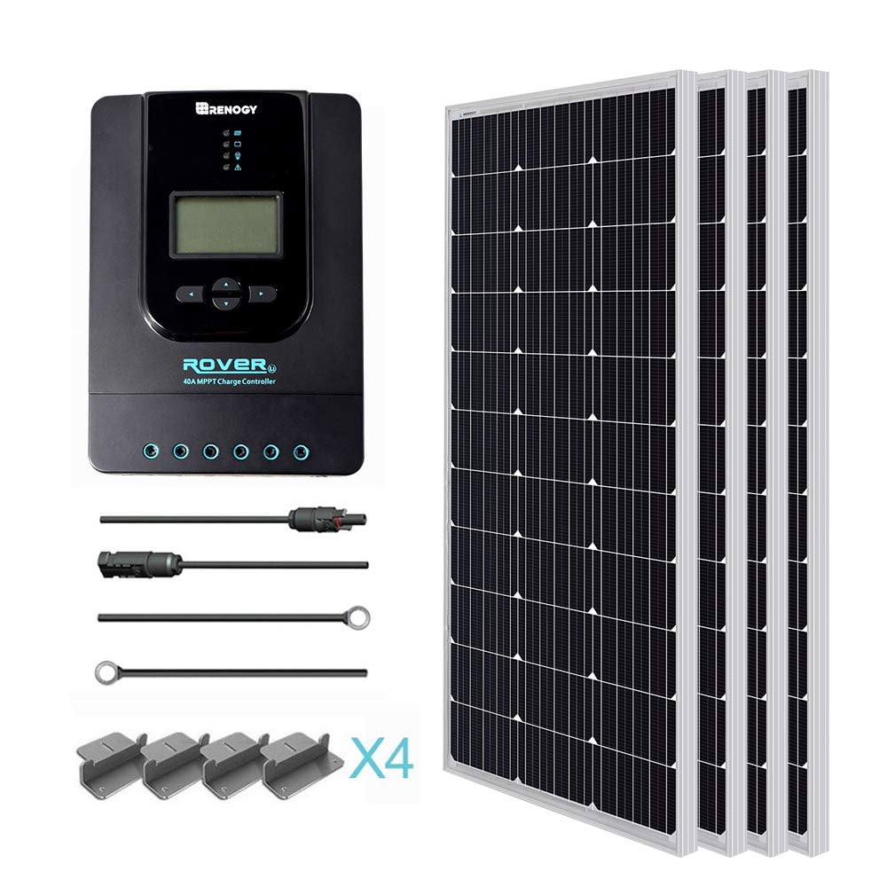 Renogy 400W 12V Solar Panel Monocrystalline Off Grid Starter Kit with ...