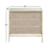 DecMode 32" x 32" Beige Wood Upholstered Front Panel 3 Drawer Chest ...