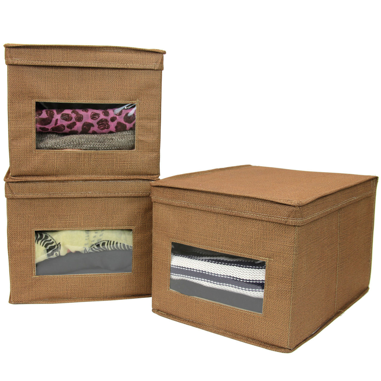 Paylak 3 Set Closet Storage Organizer Box Sweaters, Clear Front Fabric ...