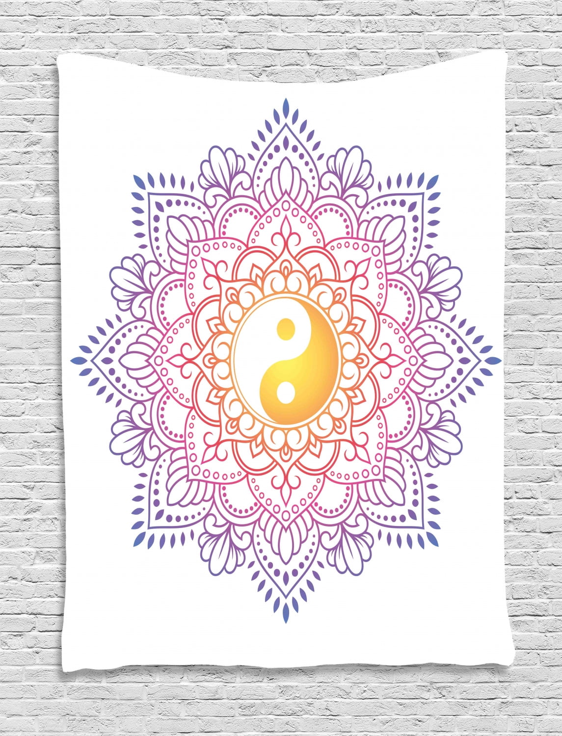Orient Tapestry, Color Change Design Yin Yang Symbol and Spirals and ...