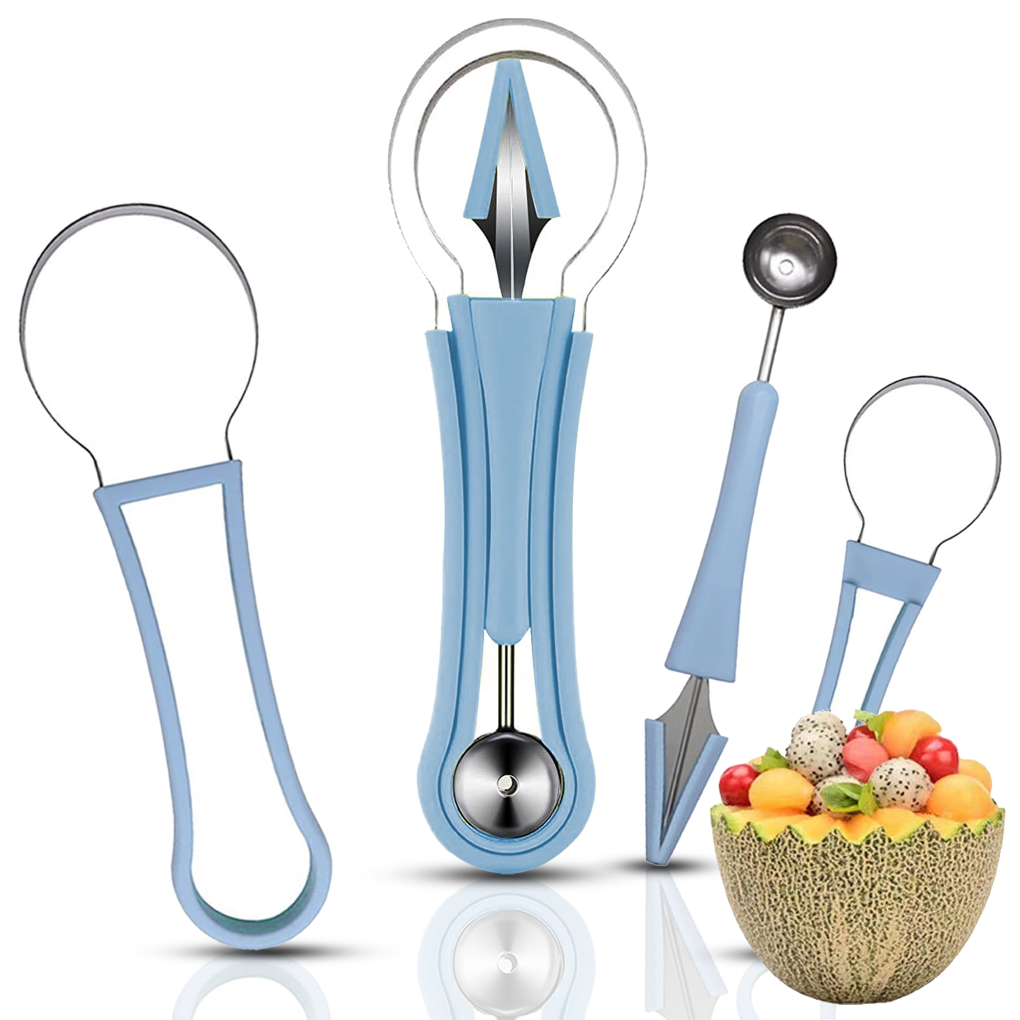 MEKBOK Melon Baller Scoop Set,Professional 4 In 1 Stainless Steel Fruit ...