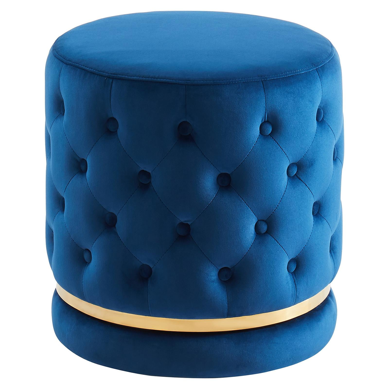 Worldwide Home Furnishings Velvet Tufted Round Swivel Ottoman - Walmart.com