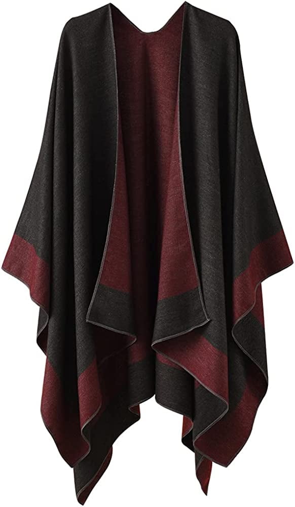 CoCopeaunts Reversible Shawl Wrap for Women Ladies, Open Front Poncho ...