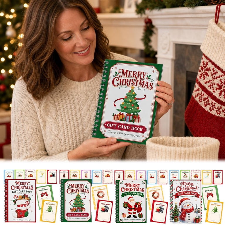 Christmas Gift Card Book, 5x7in DIY Bound Holiday Gift Booklet,10-Pages ...