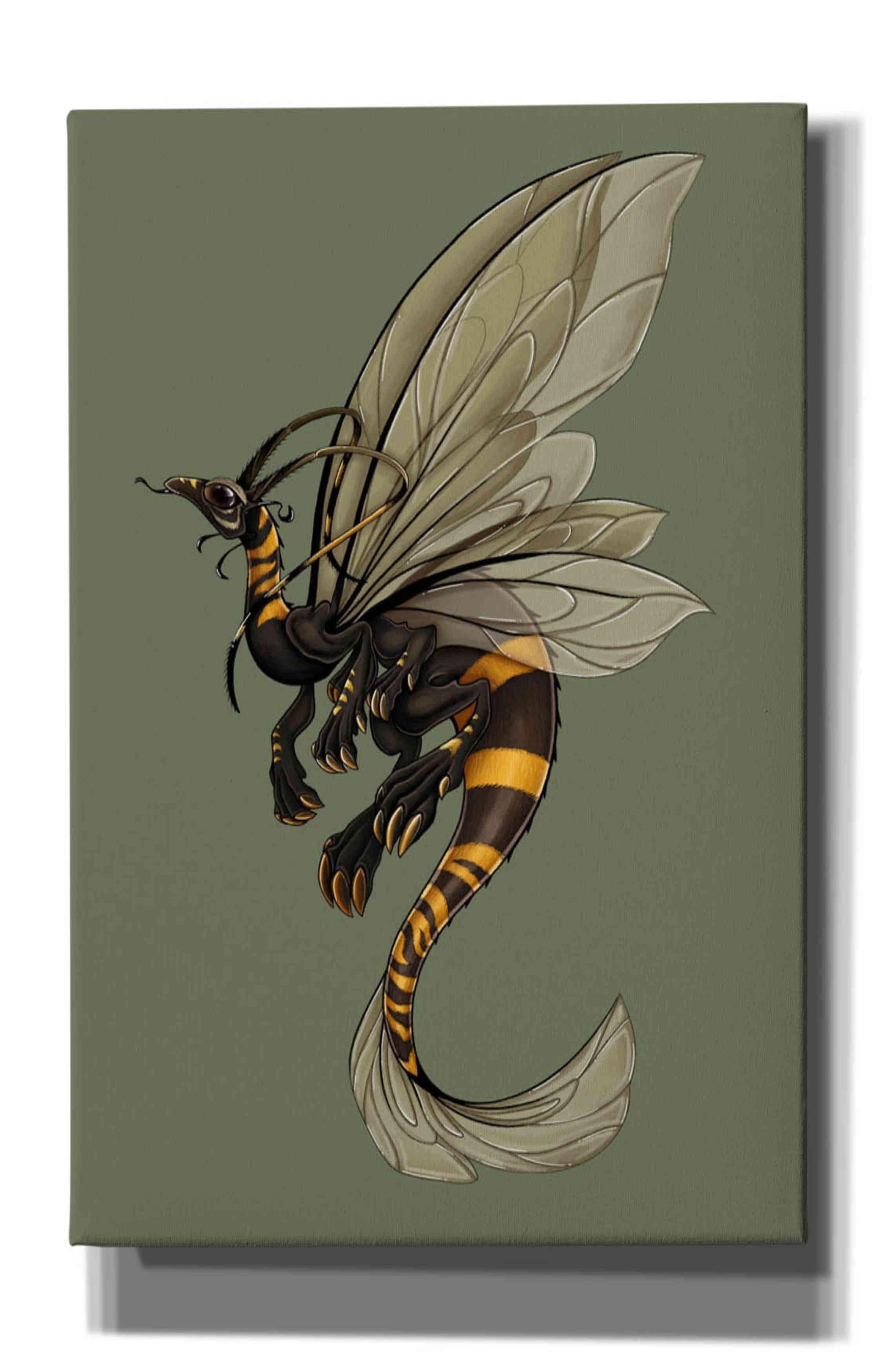 Epic Graffiti 'Bee Dragon Celadon' by Avery Multer, Canvas Wall Art, 26 ...