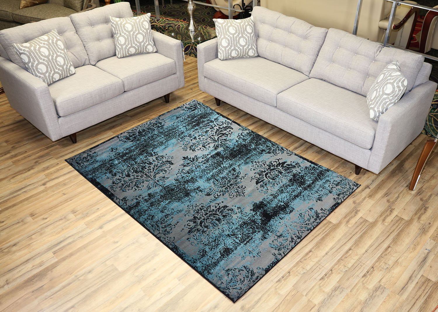 Studio Collection Vintage French Damask Design Contemporary Modern Area ...