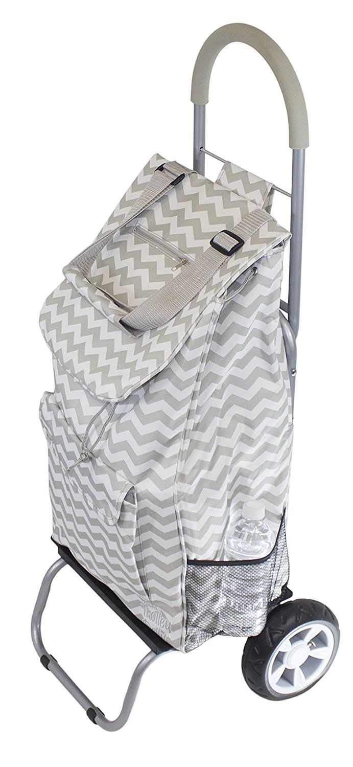 dbest products 01-583 13" X 15" X 38" Gray Chevron Trolley Dolly ...