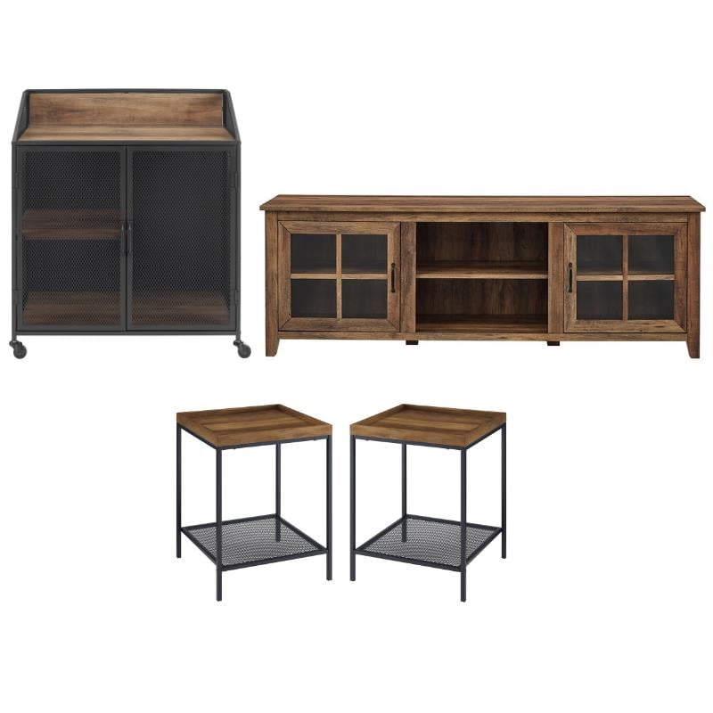 Home Square 4-Piece Set with 70" TV Stand Bar Cabinet 2 Square Tray ...