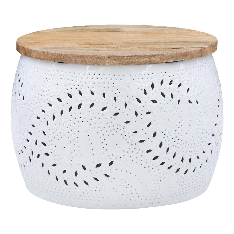 Linon Nora Metal and Wood Large Drum Table in White - Walmart.com