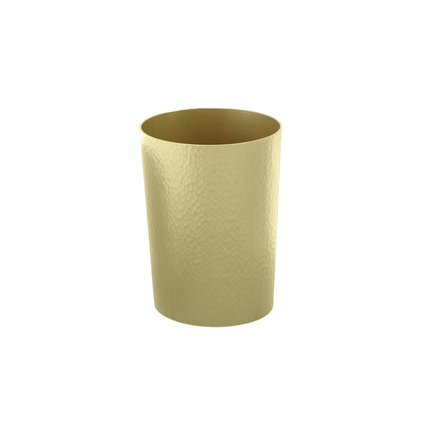 Bath Bliss 10 Liter Hammered Textured Bathroom Trash Can, Gold ...