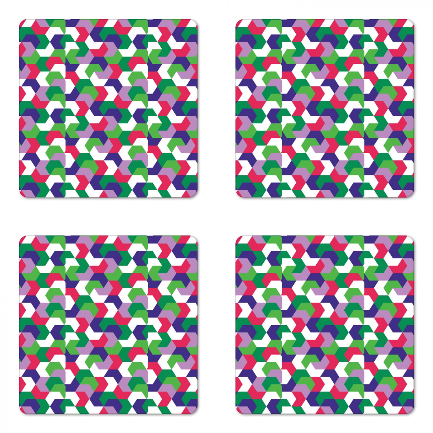 Abstract Coaster Set of 4, Modern Geometric Forms Interlocking ...