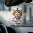 2D Cute Acrylic Car Pendant Keychain Cartoon Nurse Cat Flat Ornament ...