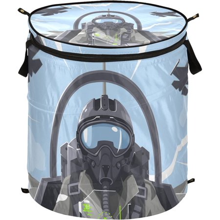 Plane Aircraft Fighter Cockpit Overview On Sky Pop Up Laundry Hamper ...