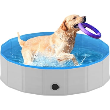 Plastic Dog Pool 37" x 24" Inches Rectangular Foldable Portable Outdoor ...