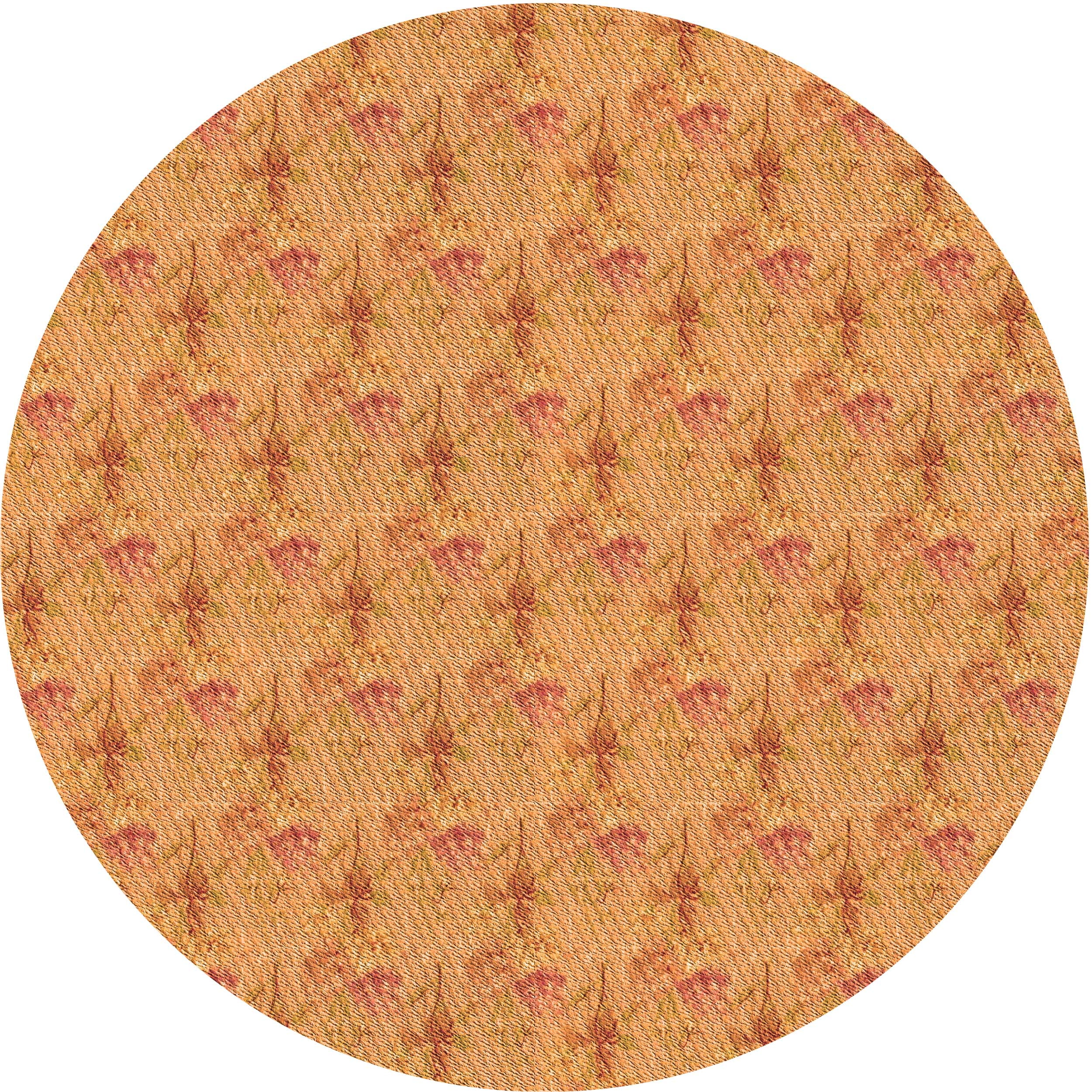 Ahgly Company Indoor Round Patterned Neon Orange Area Rugs, 6' Round ...
