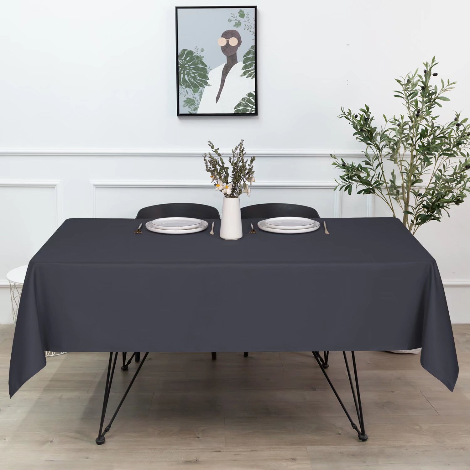 LUSHVIDA Rectangle Tablecloth -60x102 inch Dark Grey- Stain and Water ...
