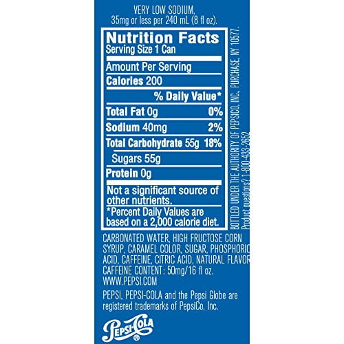 Pepsi Nutrition Label