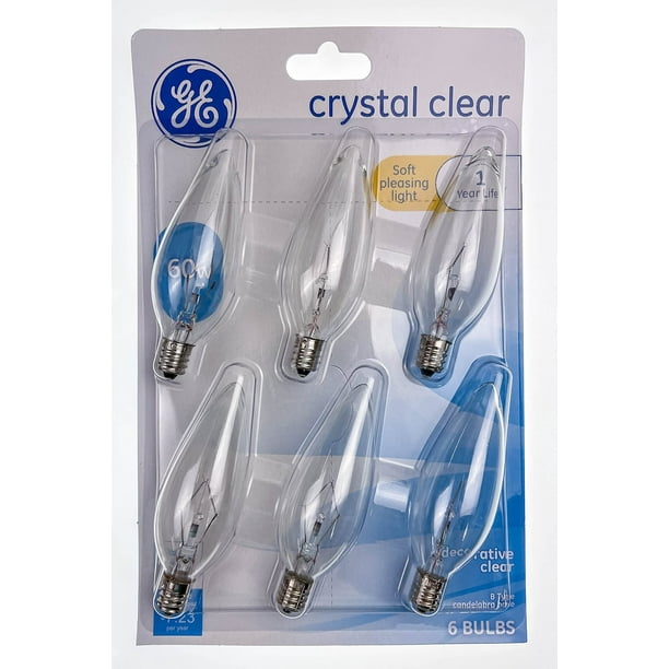GE crystal clear 60 watt blunt tip 6-pack - Walmart.com