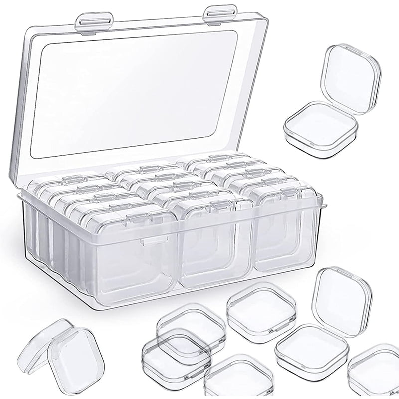 13 Pack Plastic Beads Storage Box, Small Clear Container with Lids ...