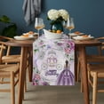 Happy Birthday Cotton Linen Table Runner Watercolor Purple Floral ...