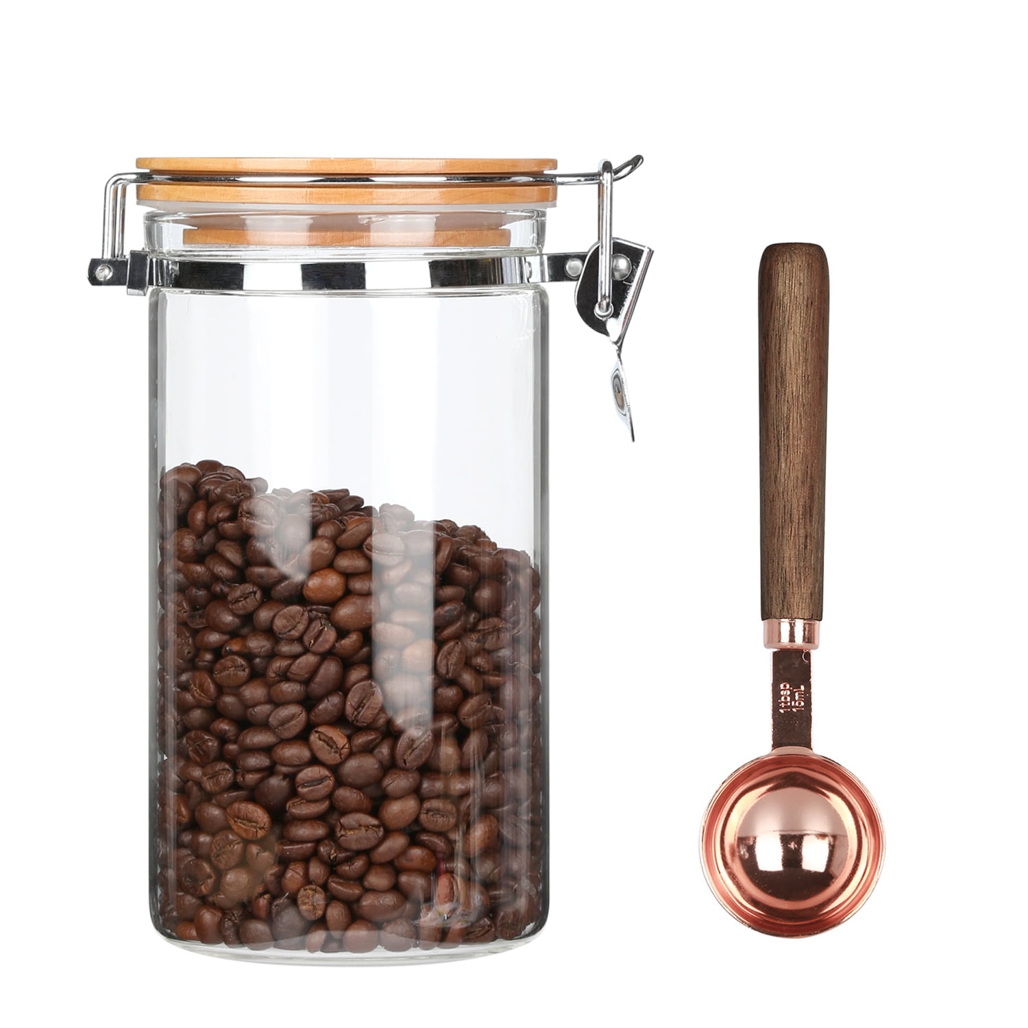 KKC HOME ACCENTS Glass Coffee Bean Storage Container with Airtight Lid ...