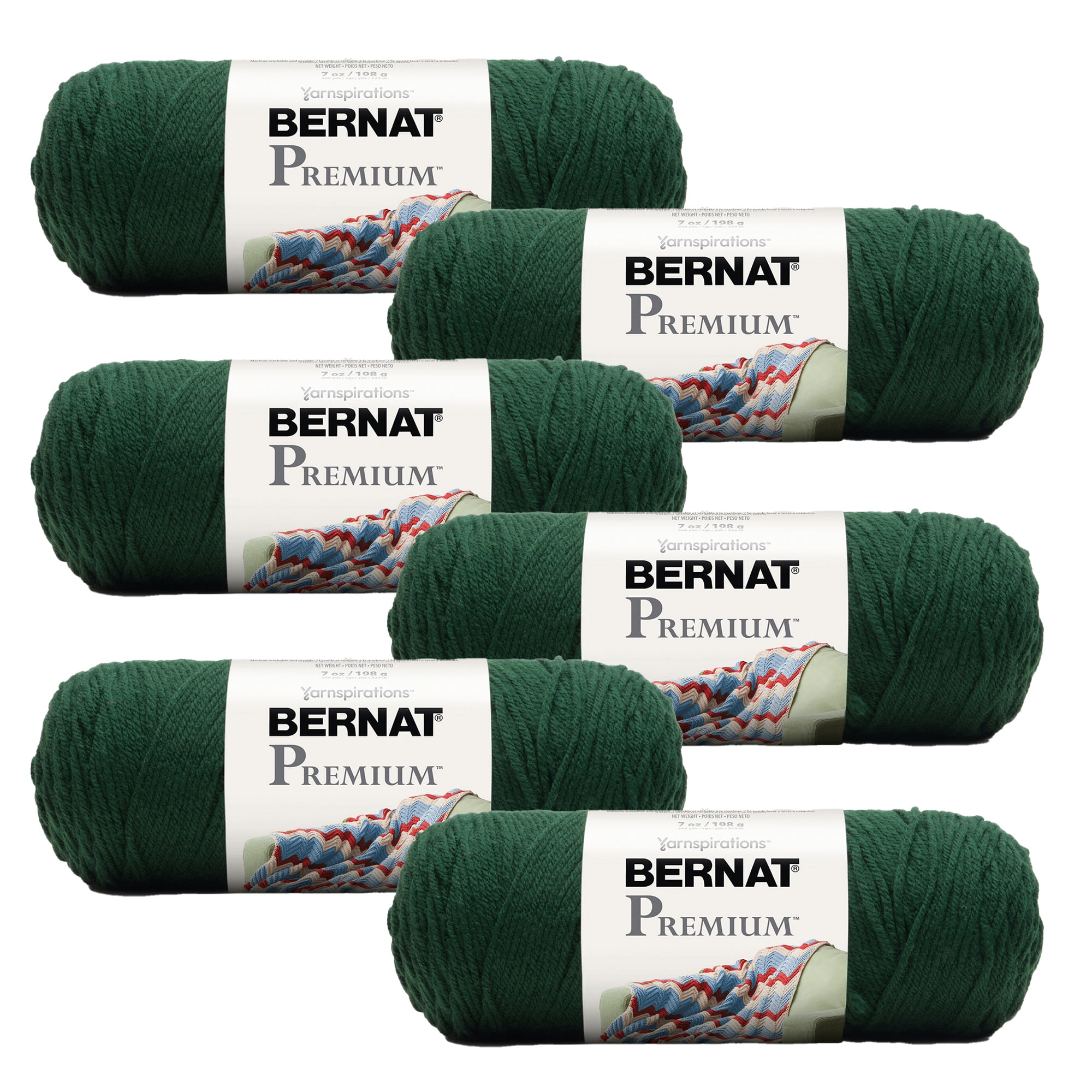 Bernat® Premium™ #4 Medium Acrylic Yarn, Evergreen 7oz/198g, 360 Yards ...