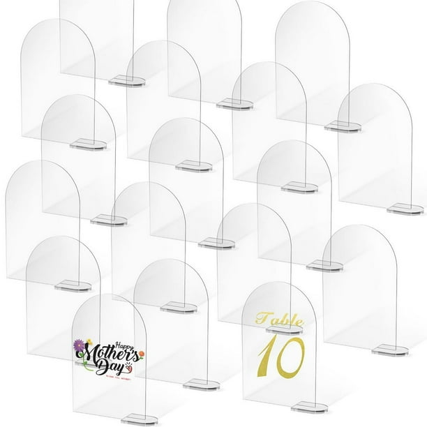 POINTERTECK 25Pcs Clear Arch Acrylic Sign with Stand Blank Arched Name ...