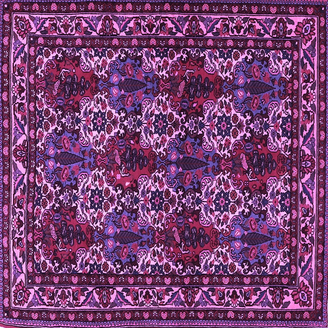 Ahgly Company Indoor Square Persian Purple Traditional Area Rugs, 7 ...