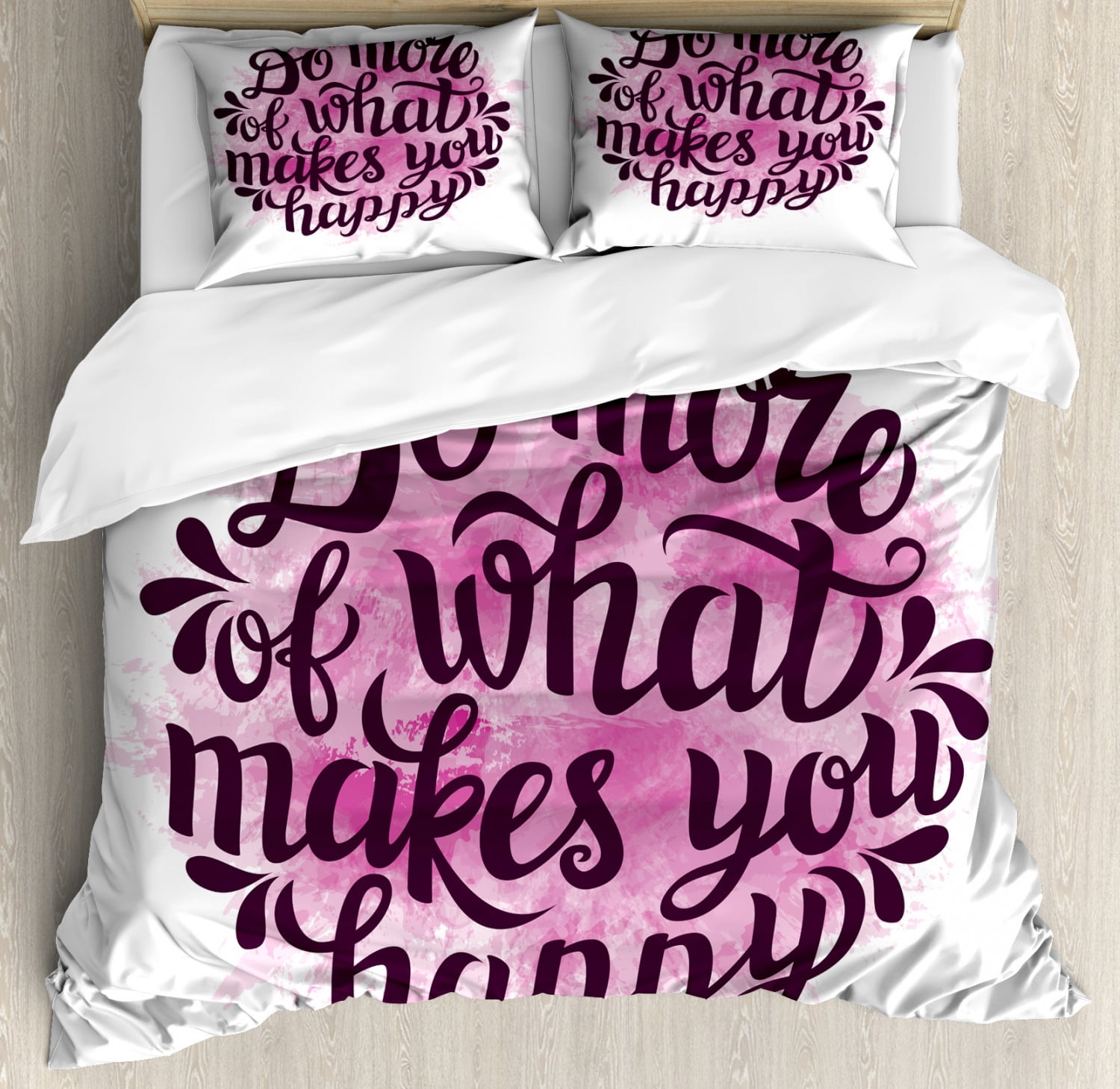 Quote King Size Duvet Cover Set, Do More of What Makes You Happy Slogan ...