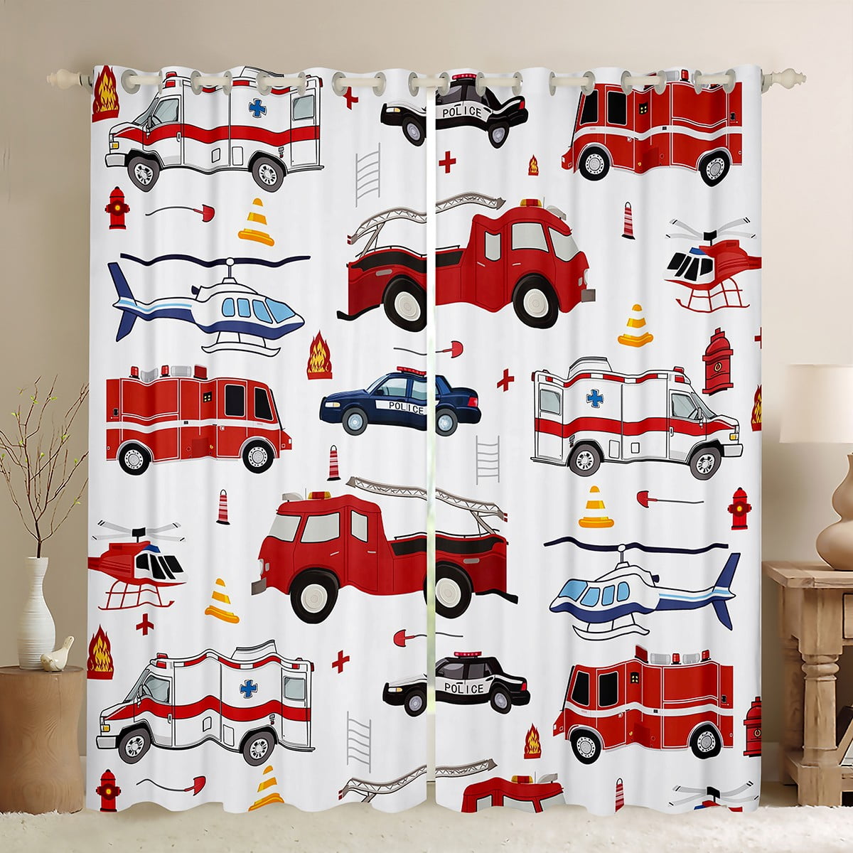 Click here for Erosebridal Fire Truck Police Car Curtains And Dra... prices