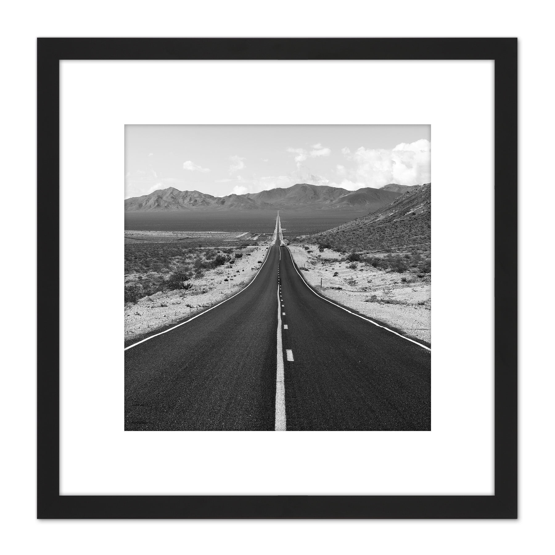 Long Straight Road Mountain Landscape 8X8 Inch Square Wooden Framed ...