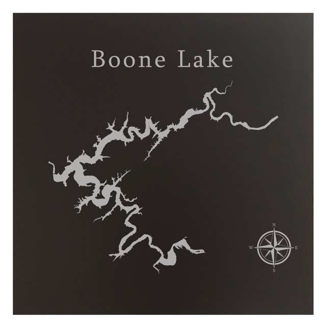 Boone Lake Map 24x24" Black Metal Wall Art Office Decor Gift Engraved ...