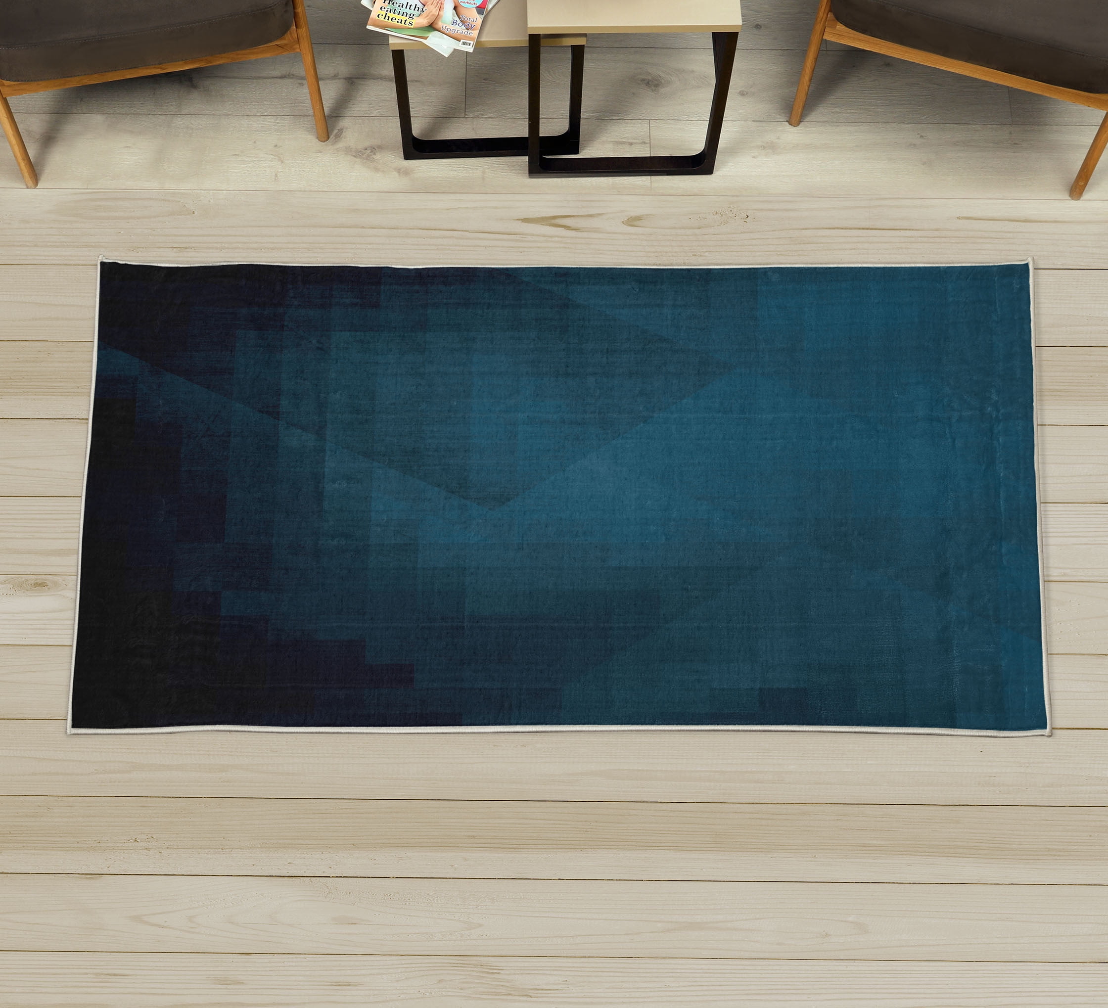 Geometric Decorative Rug, Abstract Colored Squares in Faded Color ...