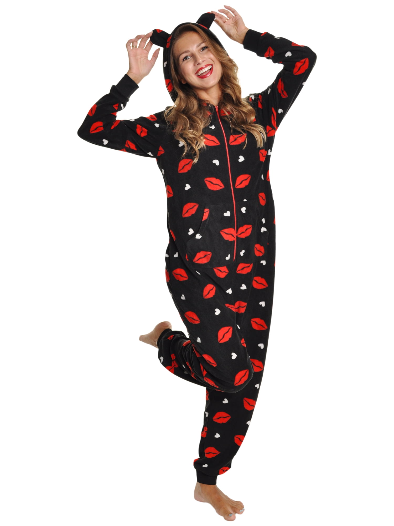 Angelina Adults' Fleece Novelty One-Piece Hooded Pajamas (1-Pack ...