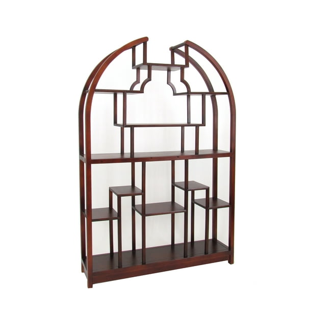 Arch Shape Display Unit with Asymmetric Shelves, Dark Brown - Walmart ...