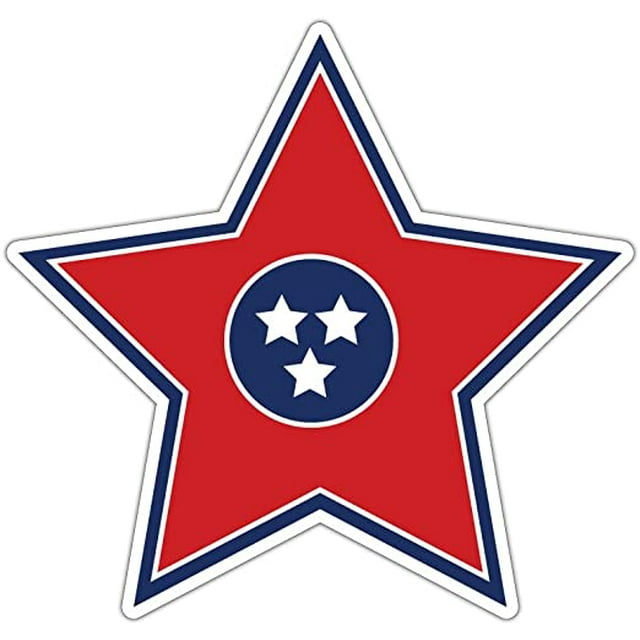 Tennessee State Flag Star Shaped 3M Vinyl Decal Bumper Sticker 5x5 ...