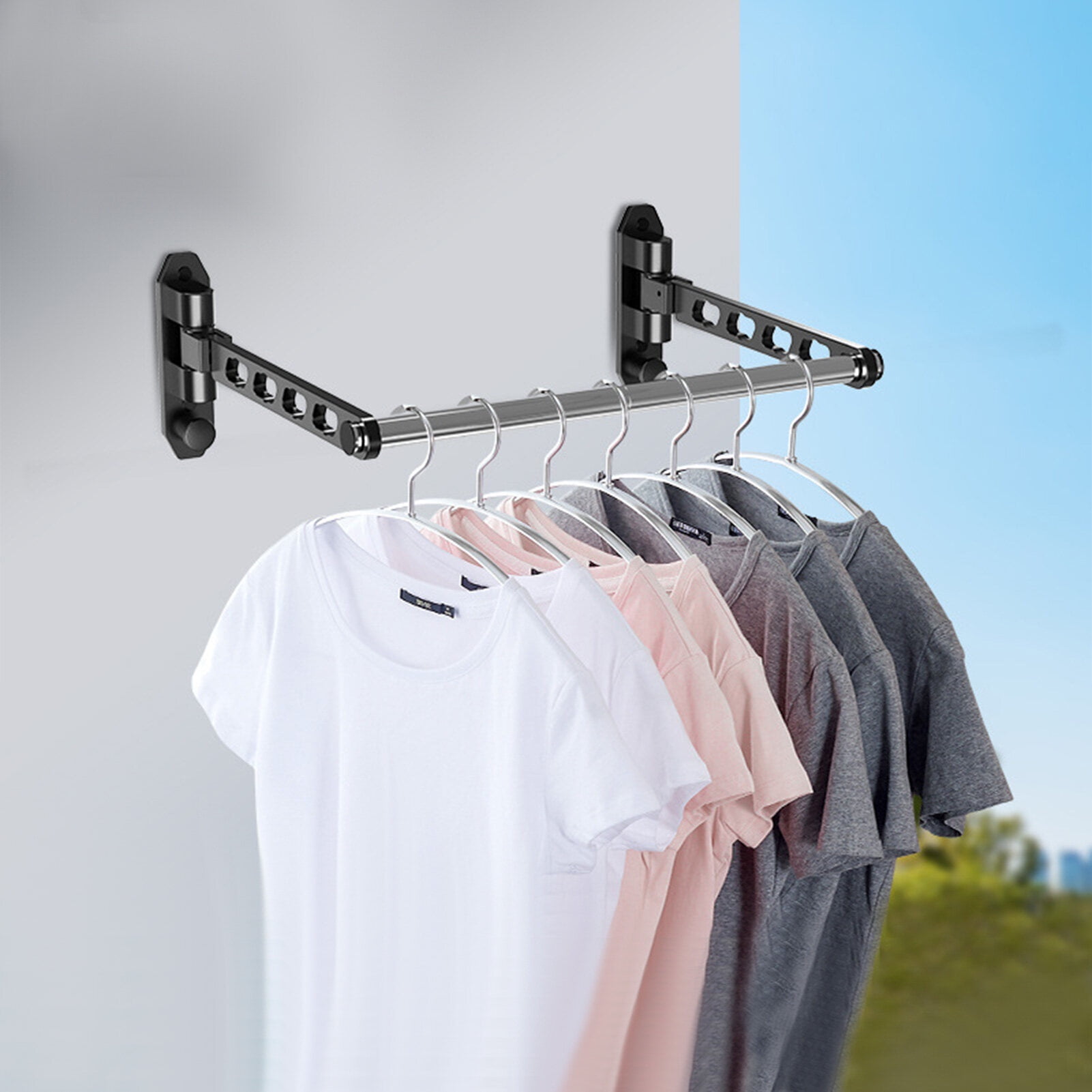 Percha de pared para ropa, percha para ropa, tendedero de aluminio ...