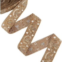 10 Yards Black Floral Jacquard Ribbon Boho Gold Metallic Flower ...