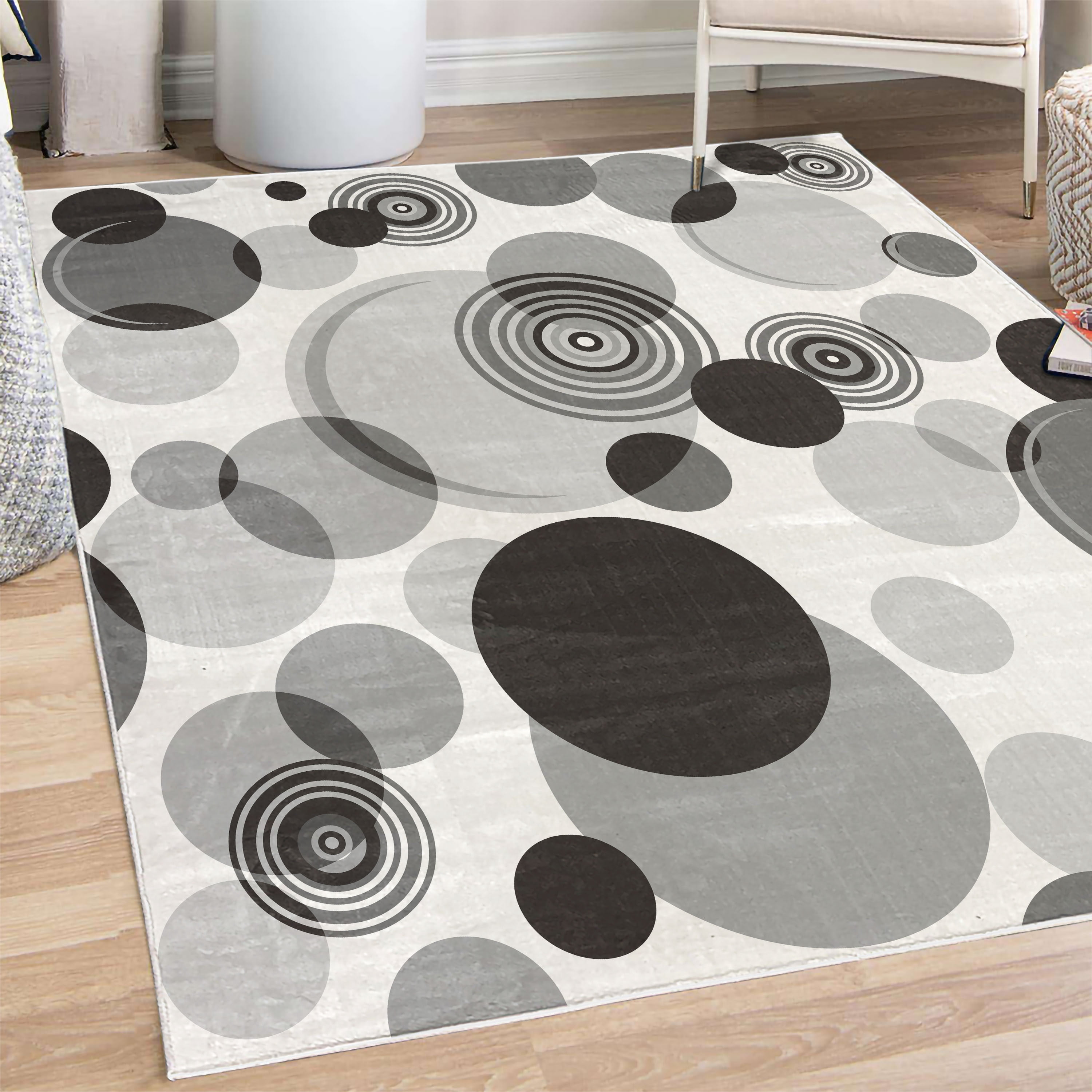 Earth Tones Decorative Rug, Abstract Pastel Pattern with Overlapping ...