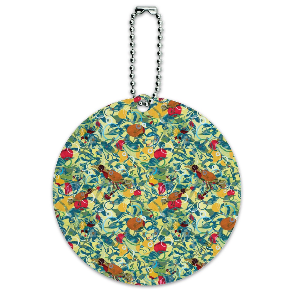 Birds in Disarray Pattern Round Luggage ID Tag Card Suitcase Carry-On ...