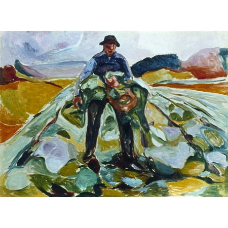 Munch: Cabbage Field, 1916. /N'Man In The Cabbage Field.' Oil On Canvas ...