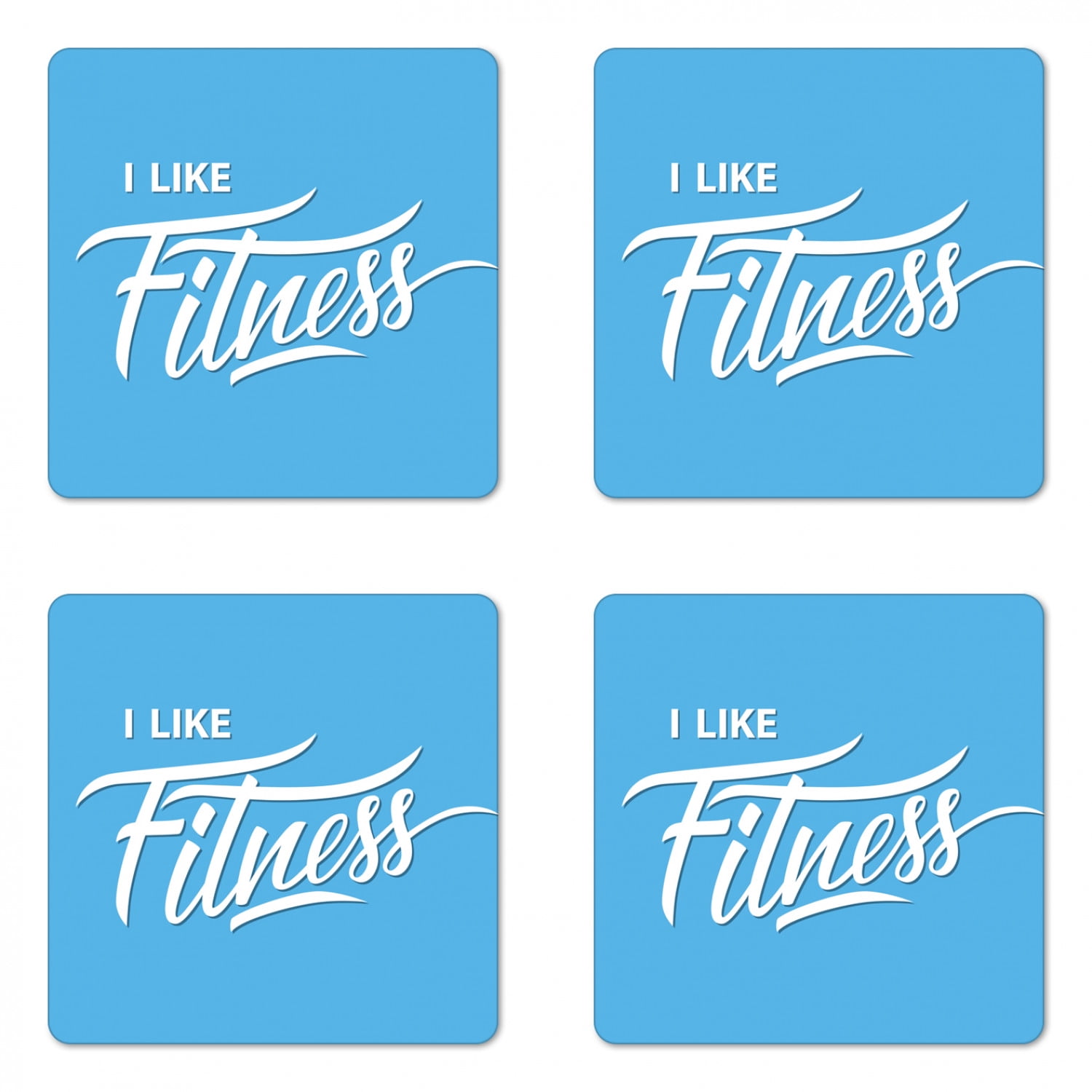 Fitness Coaster Set of 4, I Like Fitness Sports and Work out Athletic ...