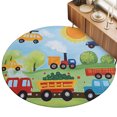 Cartoon Transportation 8' Round Rug for Open Concept Living Room ...