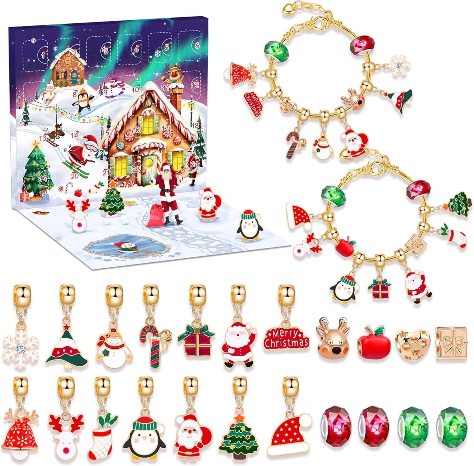 2025 Christmas Countdown Calendar DIY Bracelet Making Kit - 24-Day ...