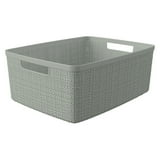 Curver Jute Basket Medium, Resin Plastic Storage Bin, Cool Grey, 4 Pack ...