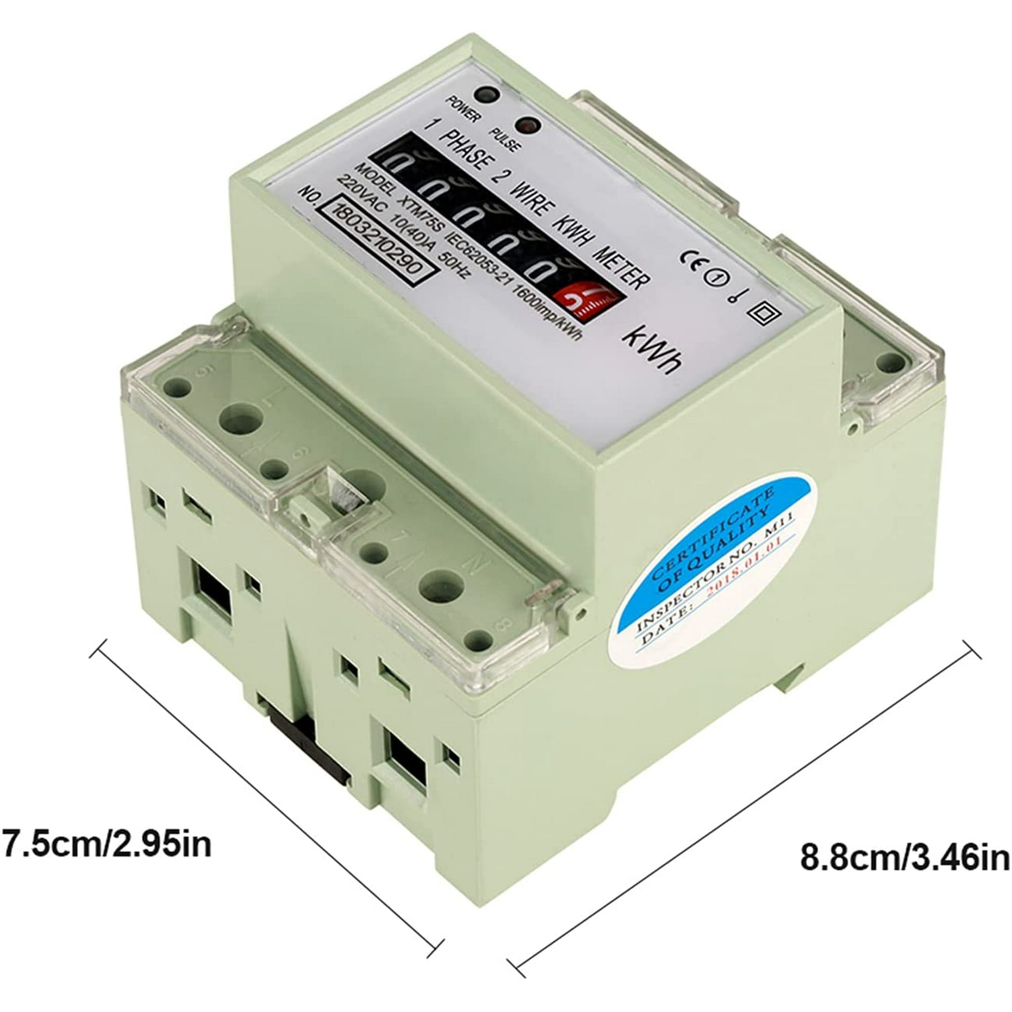 40A Digital Energy Meter 1 Phase 2 Wire 220V Energy KWh Meter 35mm DIN ...