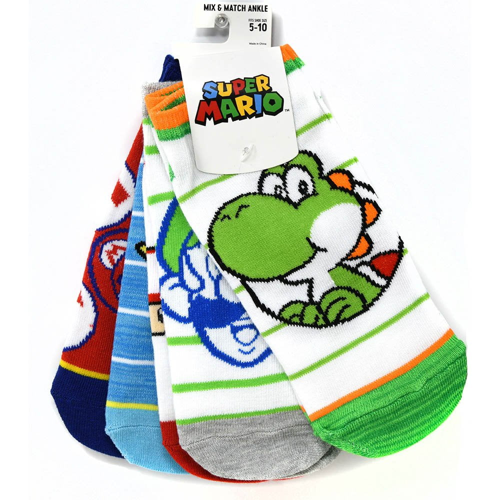 Nintendo Super Mario 5pk Adult Ankle Socks, Size 5-10 - Walmart.com