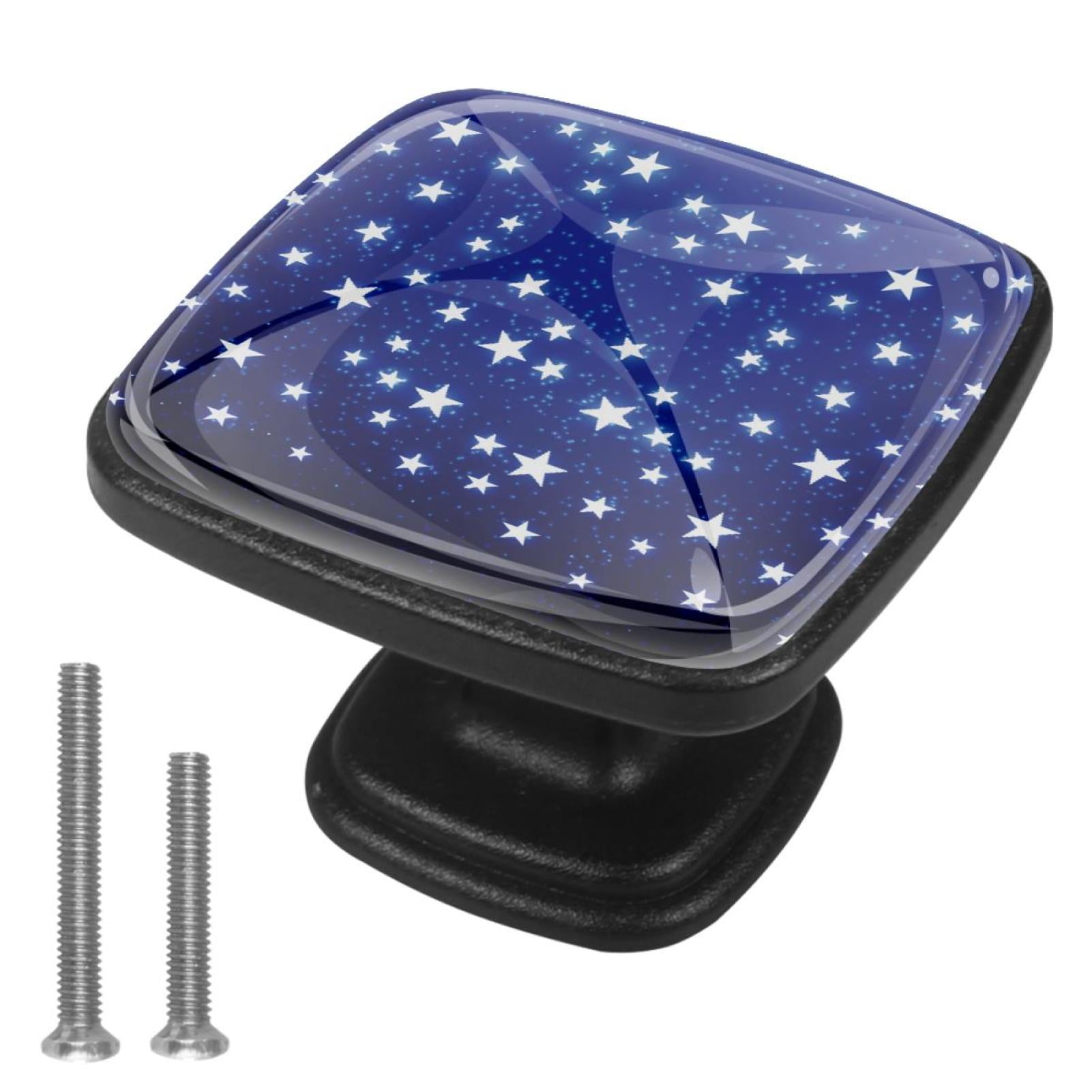 4 Pcs Cabinet Handle Drawer Pulls Shiny Stars Knobs with Screws Square ...