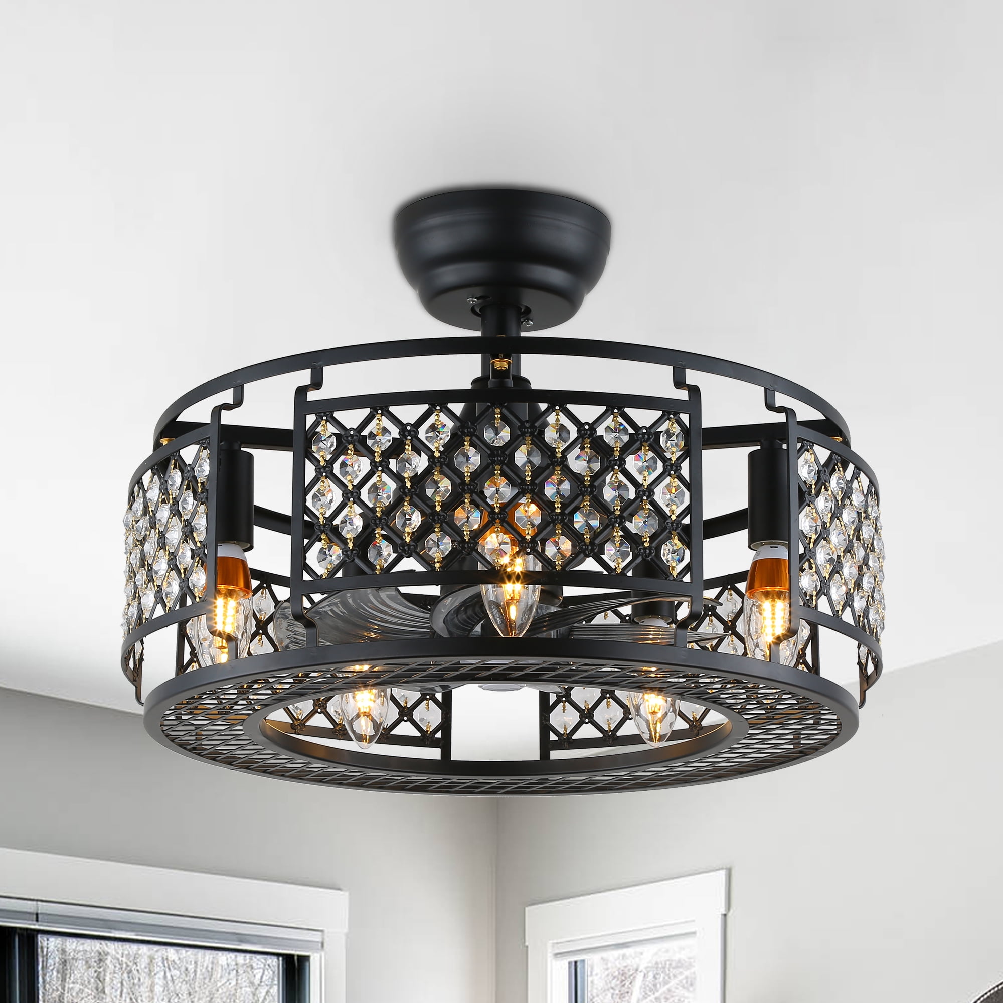 Cusp Barn Industrial Flush Mount 5-Light Ceiling Fan with Cage ...